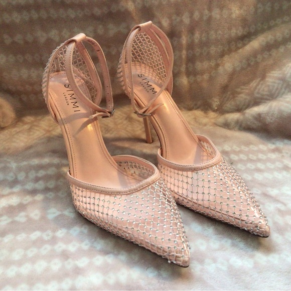 Simmi London | Shoes | Simmi London Pink Diamante Mesh Heels | Poshmark